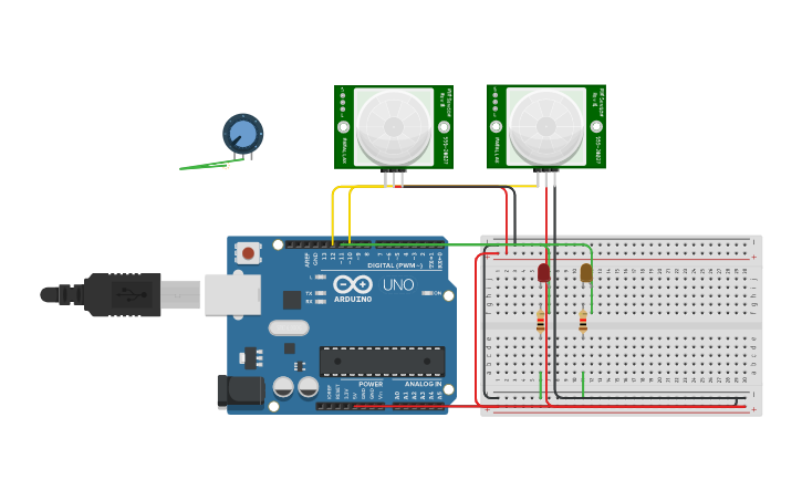 Circuit design Pir Motion Detector - Tinkercad