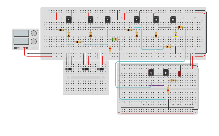 Circuit design Circuito Lógico Com transistor NPN - Tinkercad