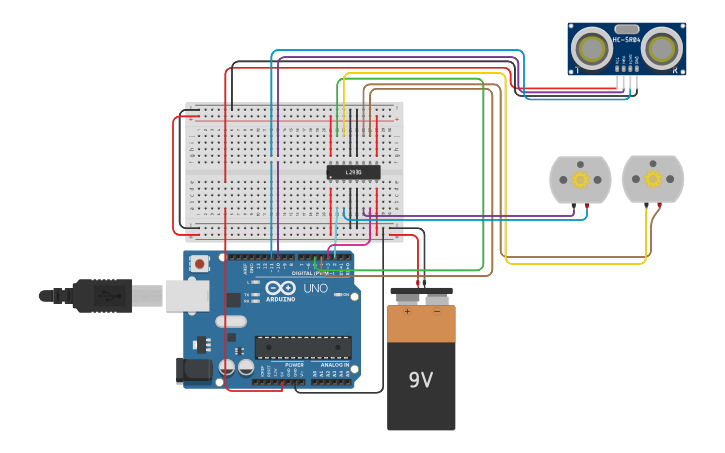 Circuit Design Obstacle Avoidance Robot Tinkercad