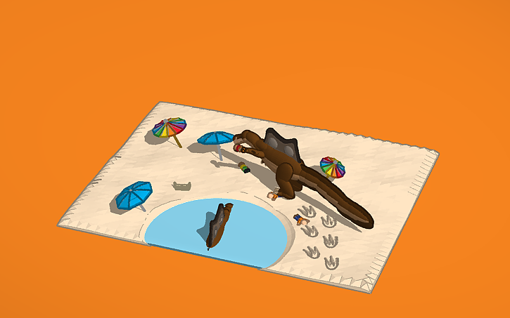 3D design Spinosaurus Destroying Beach! - Tinkercad
