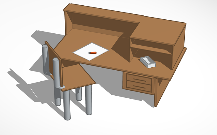 3D design desk and chair - Tinkercad