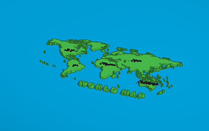 3D design Braille World Map - Tinkercad