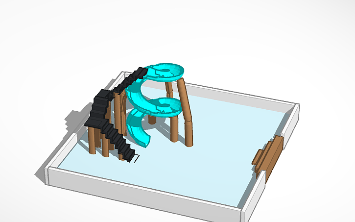3D design Swimming Pool with a Slide - Tinkercad