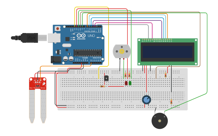 Circuit design Humidity Based Watering System - Tinkercad