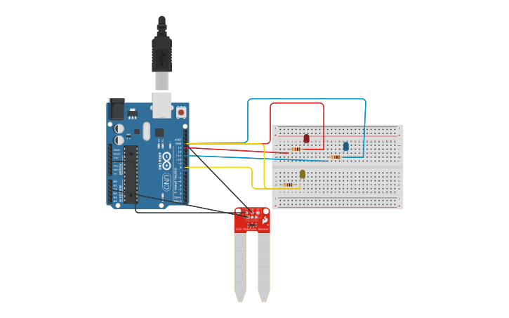 Circuit design Arduino con Sensor de Humedad - Tinkercad