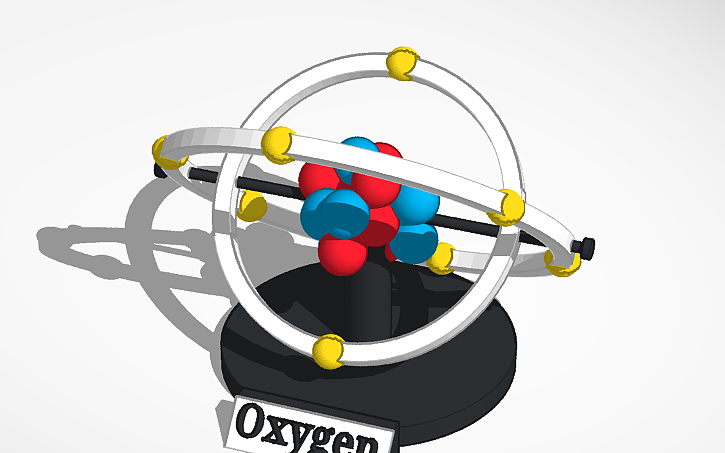 3D design Oxygen Atom (rotated) - Tinkercad