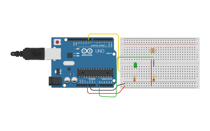 Circuit design SENSOR DE LUZ - Tinkercad
