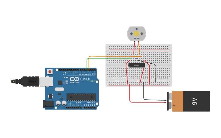 Circuit design L293D,DC motor - Tinkercad
