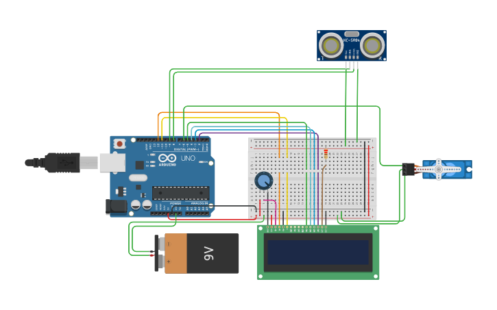 Circuit design Smart Dustbin - Tinkercad