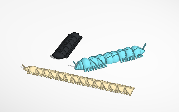 3D design flexible centipedes - Tinkercad