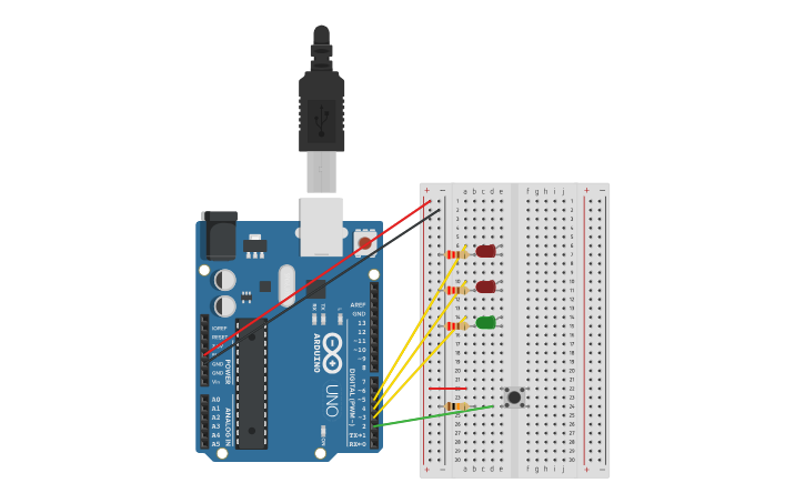 Circuit design Práctica 3: Interfaz nave espacial - Tinkercad