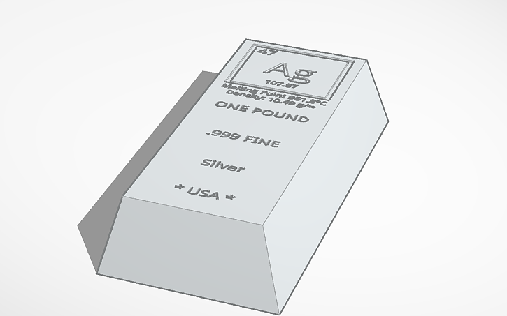 3D design One Pound Silver Bar - Tinkercad