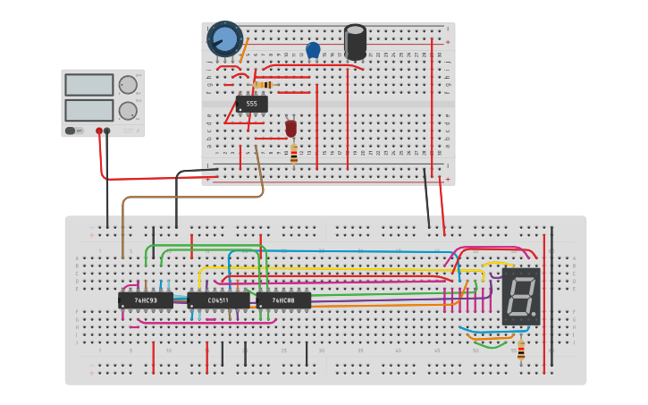 Circuit design CONTADOR DE 0 A 9 - Tinkercad
