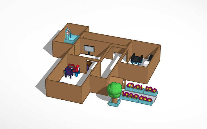 3D design house with interior floor 1 - Tinkercad