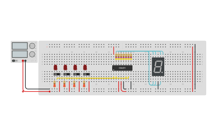 Circuit design 7 segment Display with CD4511 - Tinkercad