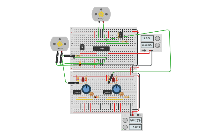 Circuit design Line Follower - Tinkercad