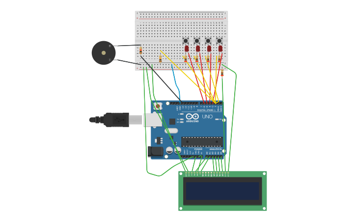 Circuit design the final reaction time game - Tinkercad