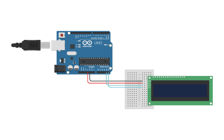 Circuit design LCD 12C - Tinkercad