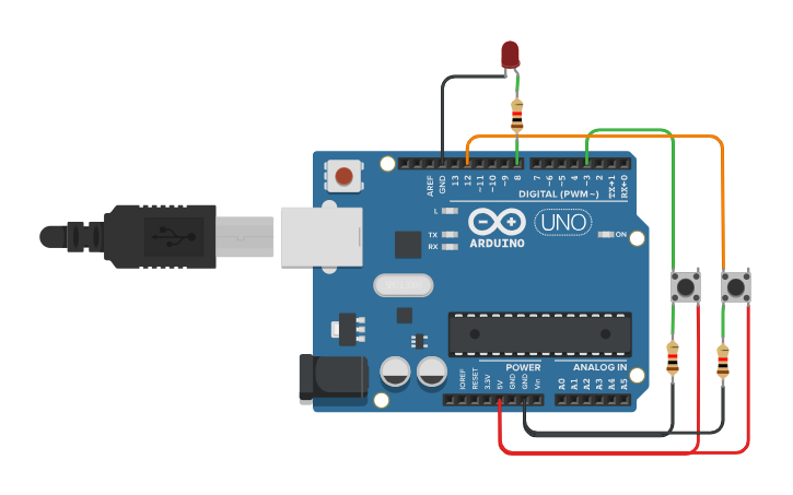 Circuit design Pin Change Interrupt - Tinkercad