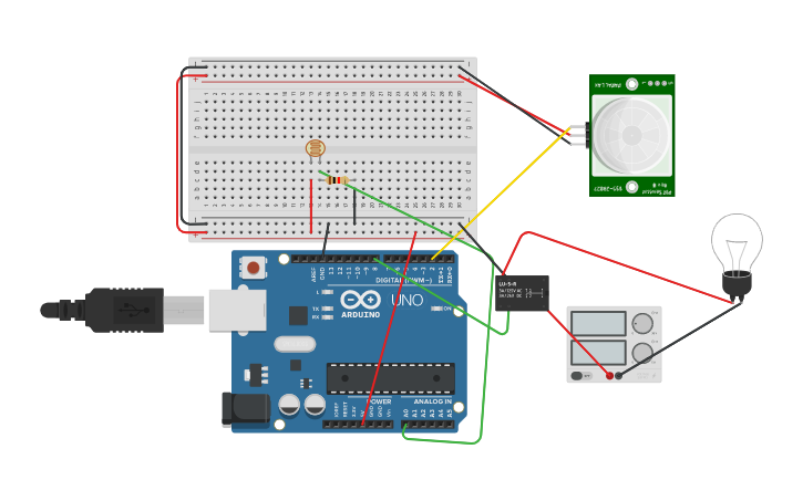 Circuit design room lighting - Tinkercad