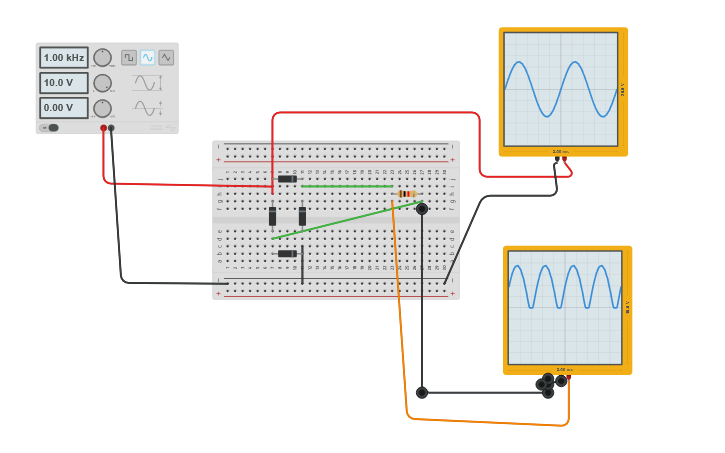 Circuit design Full wave rectifier - Tinkercad