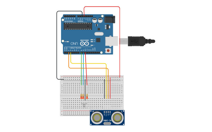 Circuit design Using an Ultrasonic sensor to light up an RGB LED ...