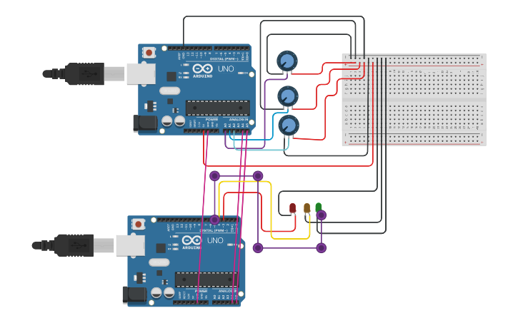 Circuit design Master-Slave(potentiometer) - Tinkercad