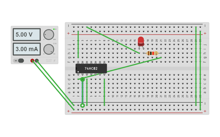 Circuit design NOR GATE - Tinkercad