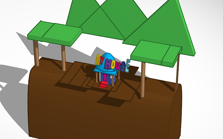 3D design ghetto smurf house on a mountin - Tinkercad