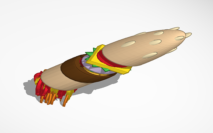 3D design krabby patty rocket - Tinkercad