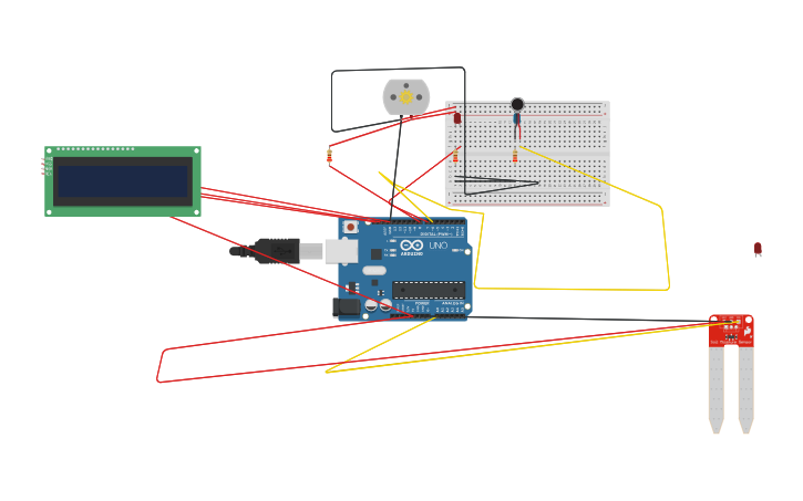 Circuit design smart irrigation system - Tinkercad