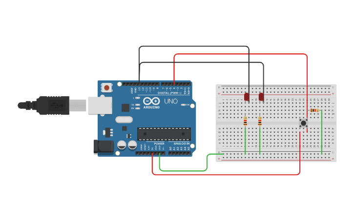 Circuit design multiple leds using switch - Tinkercad