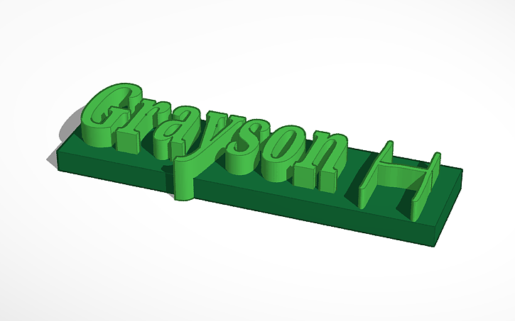 3D design Grayson name tag - Tinkercad