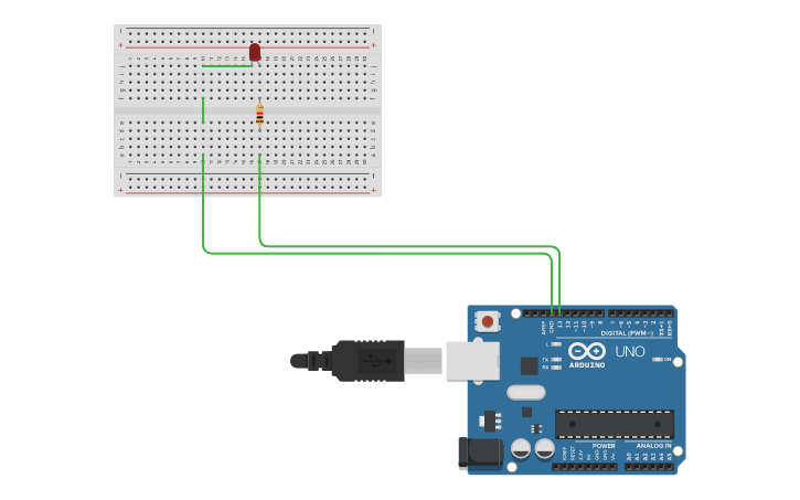 Circuit design Simple LED using Arduino UNO board - Tinkercad