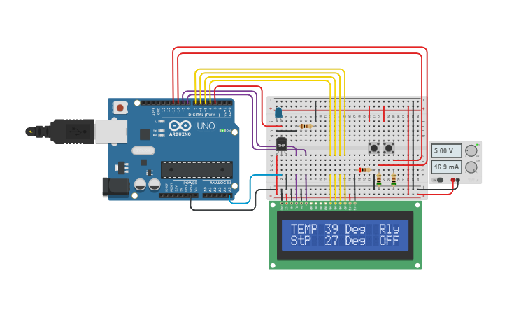 Circuit design Simple Temperature Controller - Tinkercad