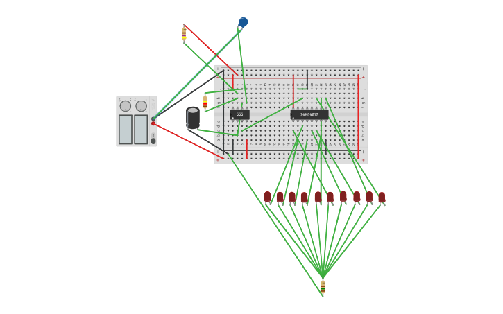 Circuit design LED Chaser - Tinkercad