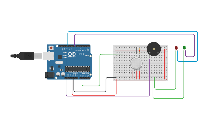 Circuit Design Gas Leakage Detection Tinkercad