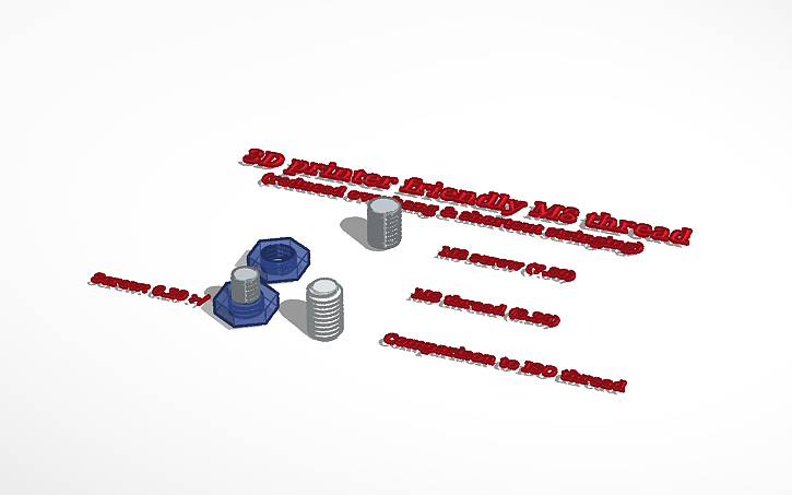 3D design 3D printer friendly M8 thread - Tinkercad