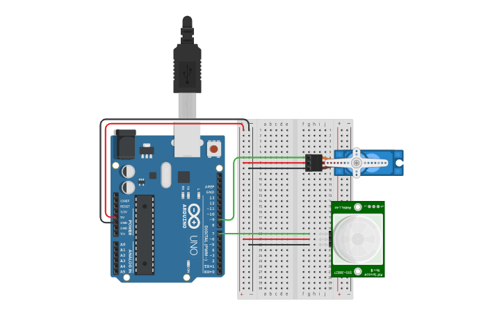 Circuit design JA_09_04 자동문 - Tinkercad