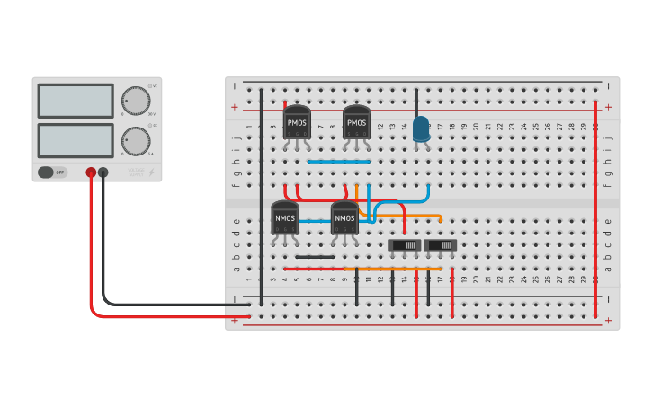 Circuit design NAND Gate Using Cmos - Tinkercad