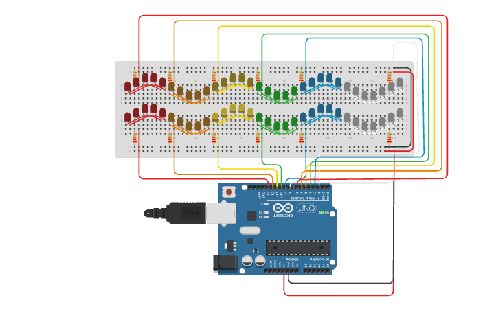 Circuit design Led light show - Tinkercad