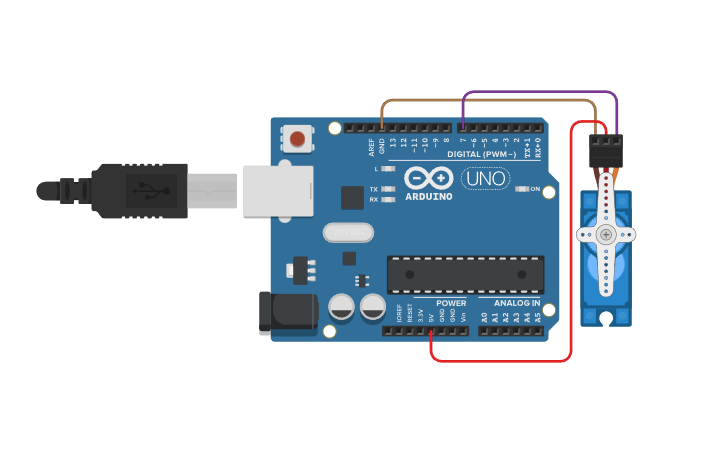 Circuit design Servomotor - Tinkercad