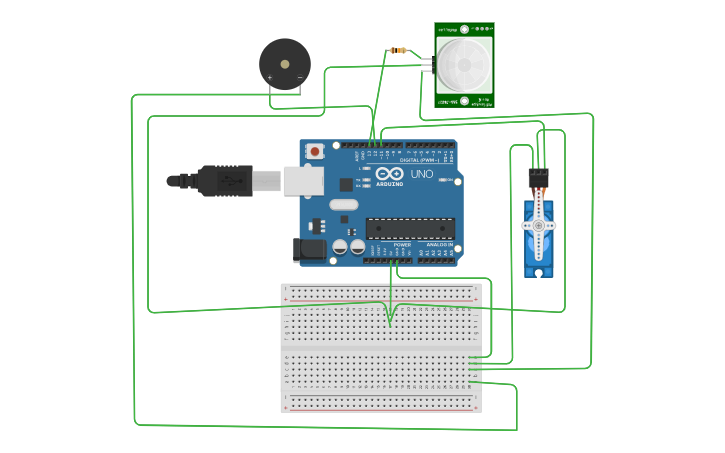 Circuit design Motion detector - Tinkercad