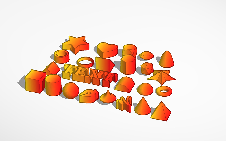 3D design Every basic shape with sunset gradient - Tinkercad