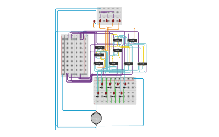 Circuit design 4 bit binary calculator - Tinkercad