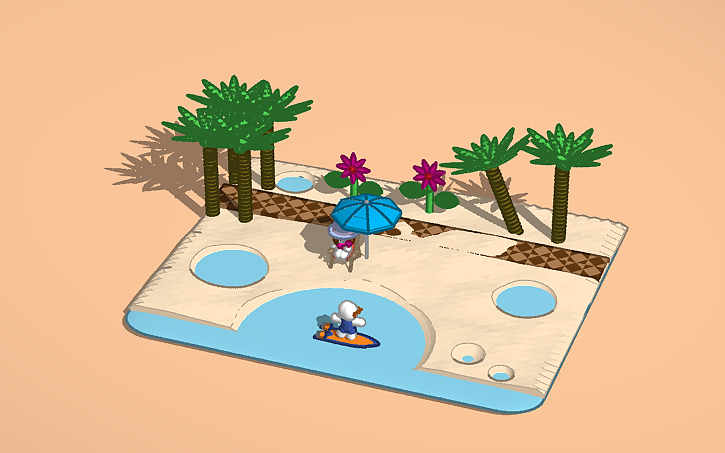 3D design Puddle beach zone - Tinkercad