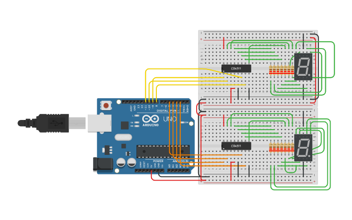 Circuit design Counting from 00 to 99 - Tinkercad