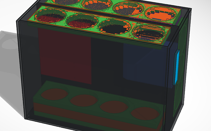 3D design Dual motherboard PC case for water cooling - Tinkercad