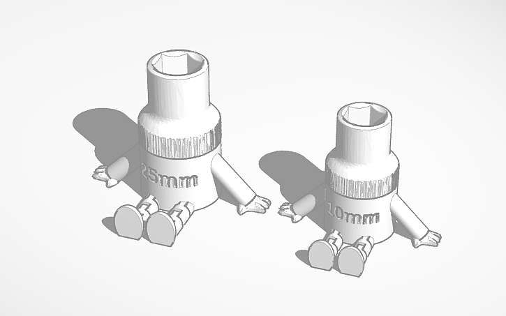 3D design 10mm & 25mm Socket Buddy - Tinkercad