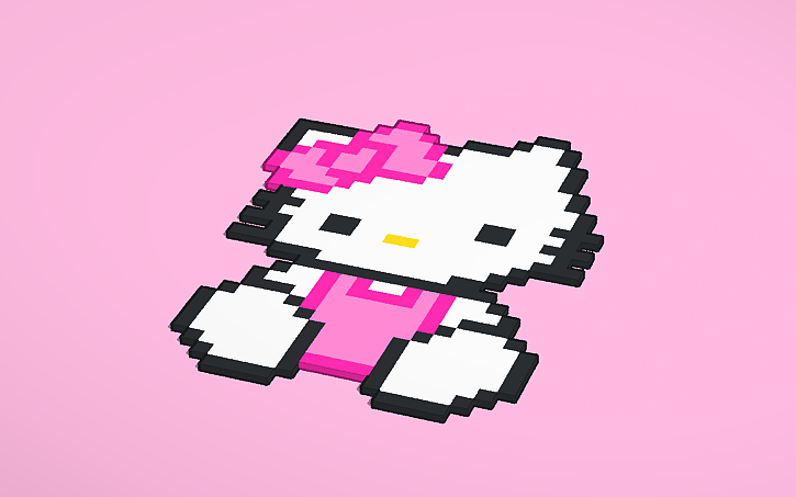 3D design Cute Hello Kitty Pixel Art - Tinkercad